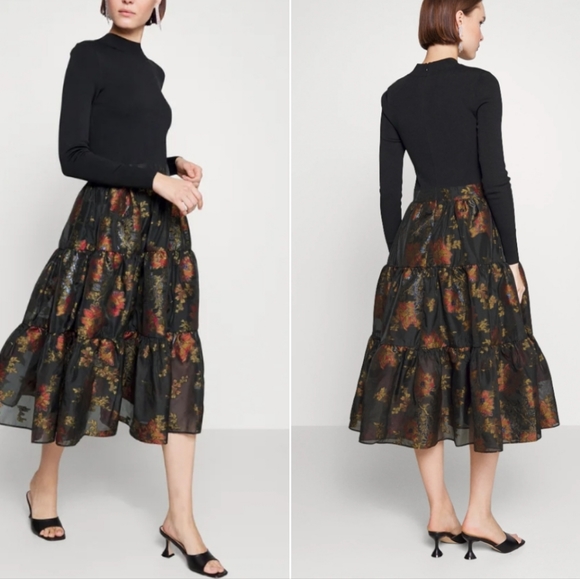 Ted Baker | Dresses | Ted Baker Audria Mixed Media Long Sleeve Tiered ...